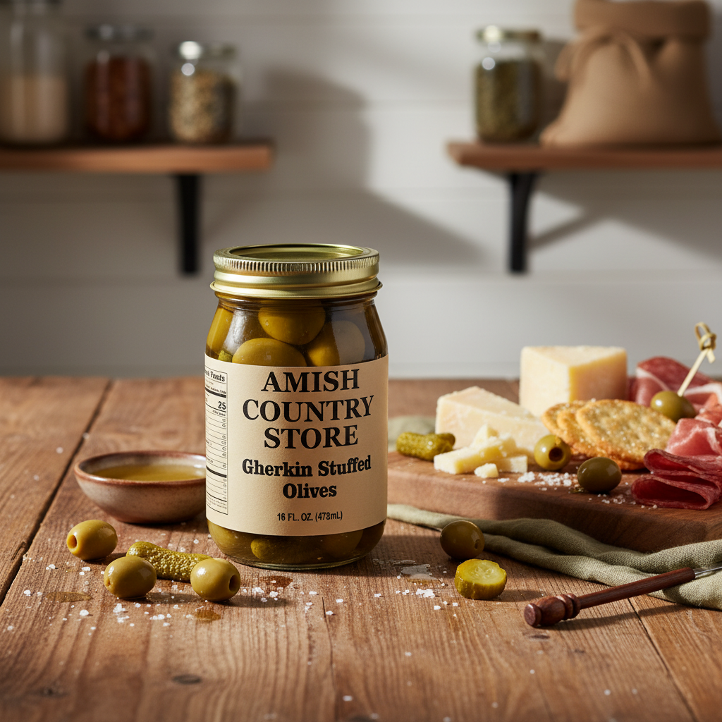 Gherkin Stuffed Olives | Briny Snack Board Favorite | 16 oz – Amish ...